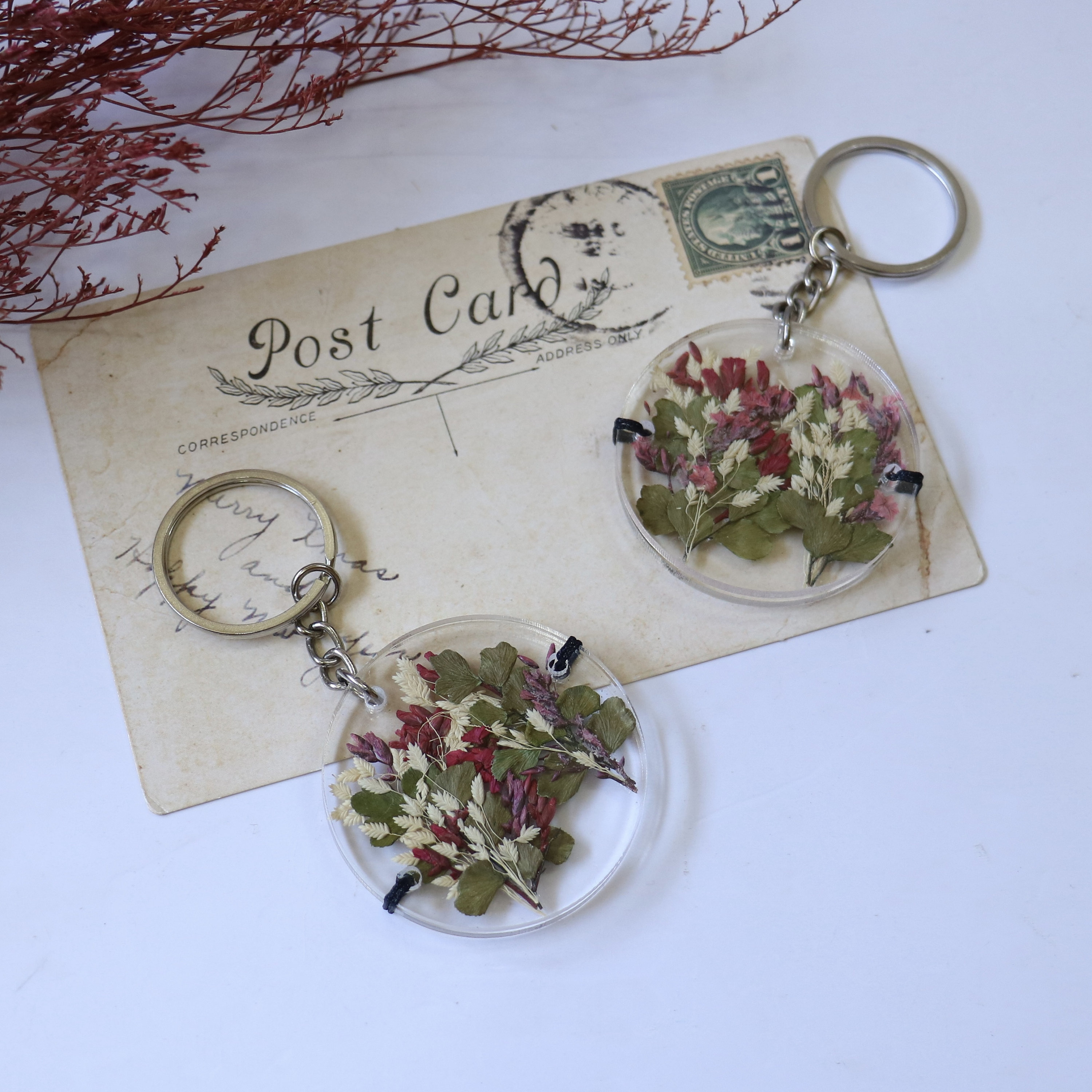 Keychain, Floral Keychain, Dried Flower Keychain, Gift for Her, Pressed ...