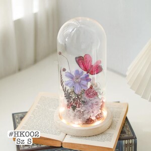 Preserved Flower Dome With LED Light: Dried Flower Arrangement - Etsy