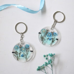 Keychain, Floral Keychain, Dried Flower Keychain, Gift for Her, Pressed ...