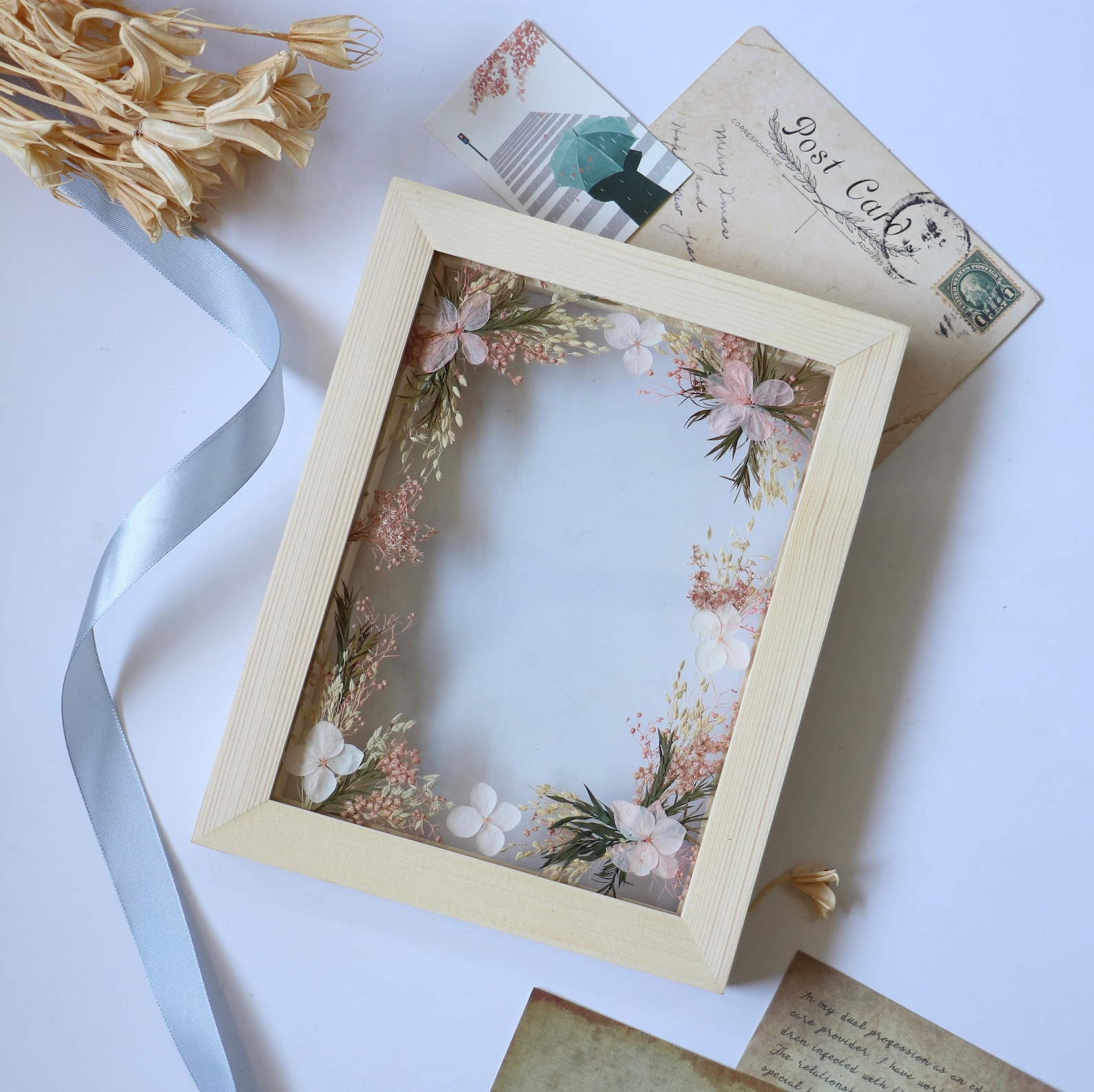 Custom Pressed Flower Photo Frame: Engraved Wood Floral Garden - Etsy
