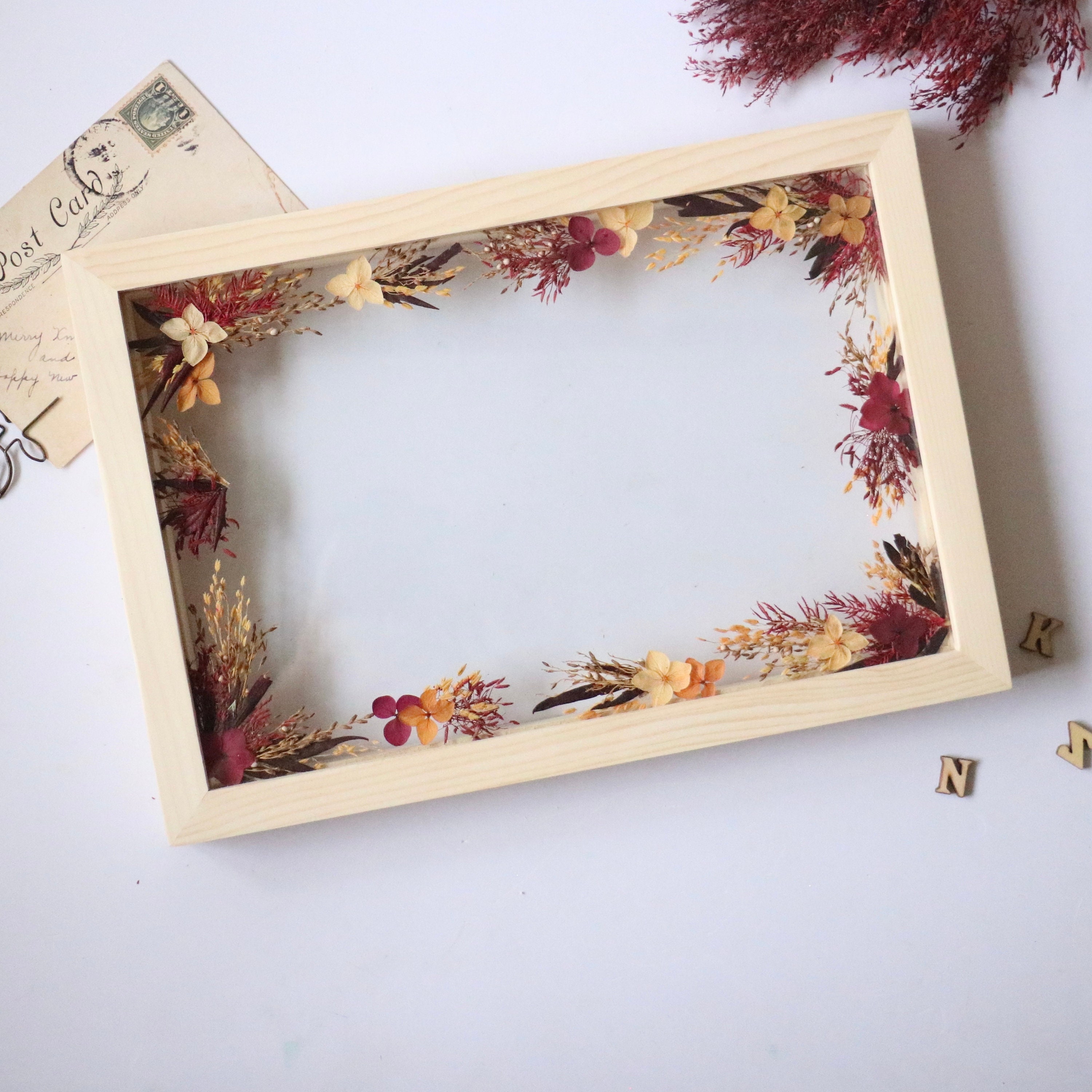 Custom Pressed Flower Wood Photo Frame Floral Garden Collection Gift ...