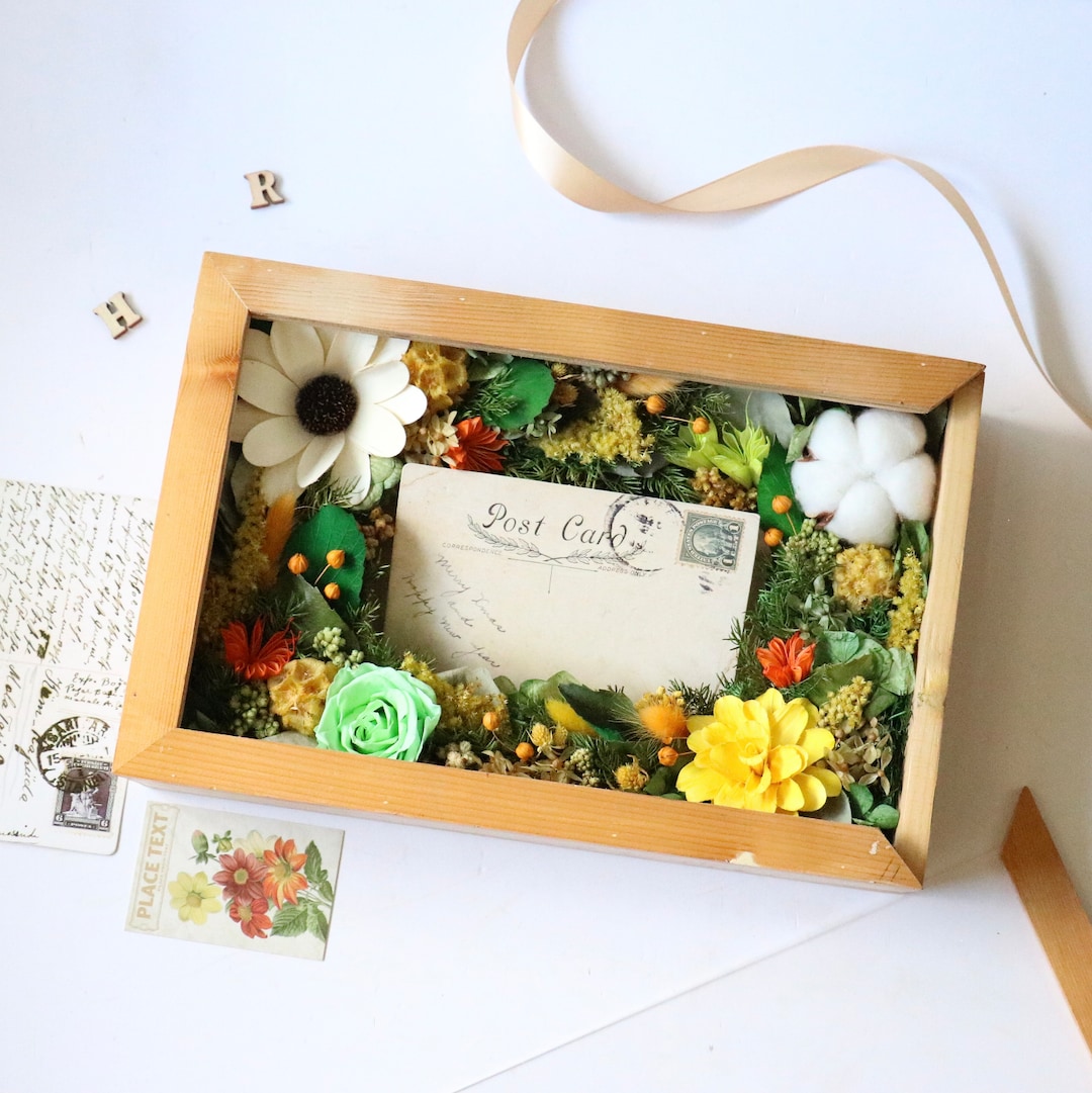 Beautiful Dried Flower Gift Box/wooden Floral Box - Mother's Day ...