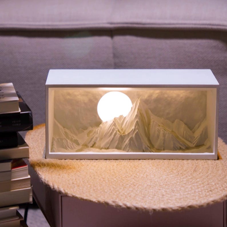 Gypsum Diffuser Lamp: Moon & Mountain Aromatherapy LED Light - Etsy