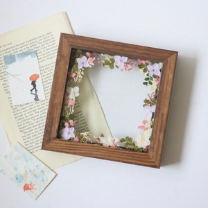 Custom Pressed Flower Photo Frame: Engraved Wood Floral Garden - Etsy