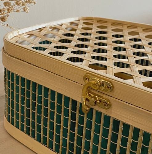 Bamboo Giftbox Boho Decor Wicker Woven Baskets Bamboo Basket With Lid ...