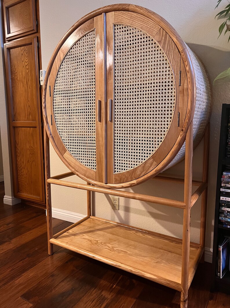 Natural Ash Wood & Rattan Bar Cabinet Sample Piece/ Almost - Etsy