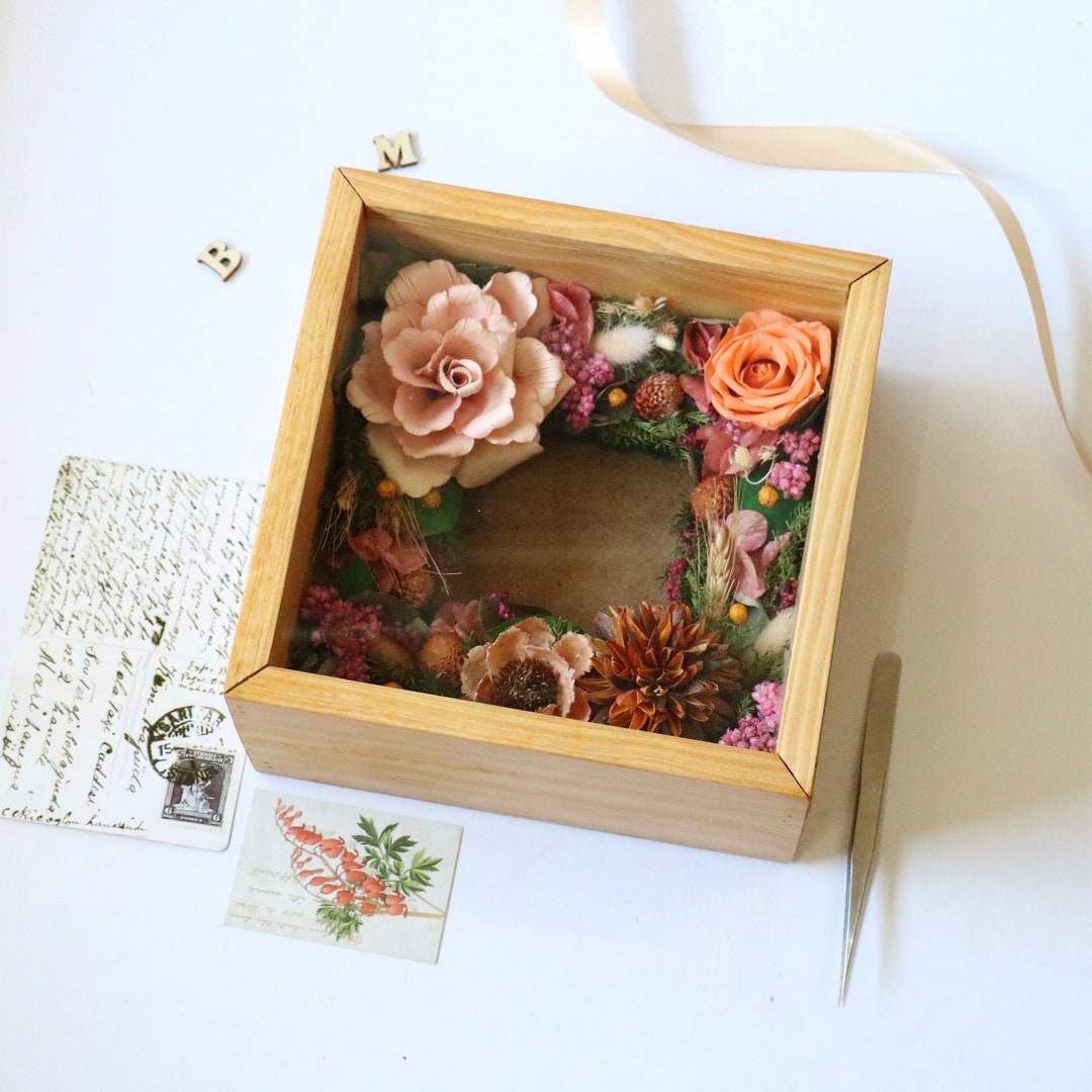 Beautiful Dried Flower Wooden Gift Box - Unique Design - Gift for Her ...