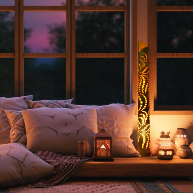 Handmade Bamboo Table Lamp: Japanese Zen Wave Design, 27 Inch - Etsy