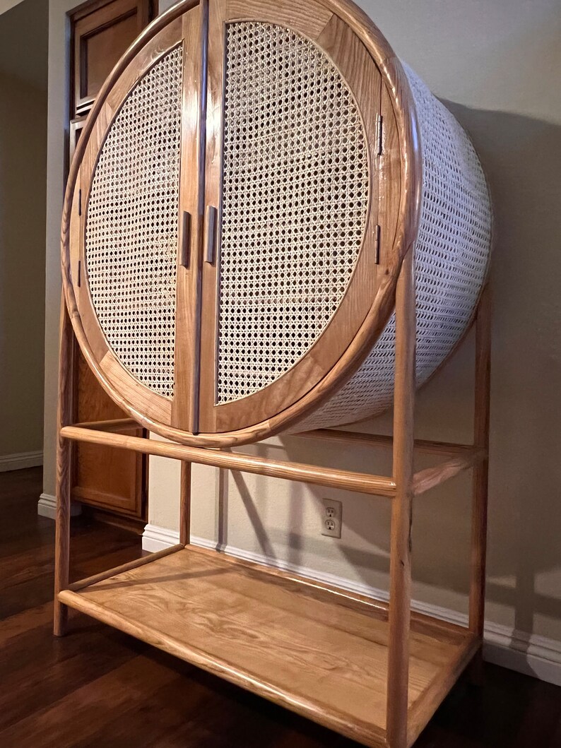 Natural Ash Wood & Rattan Bar Cabinet Sample Piece/ Almost - Etsy