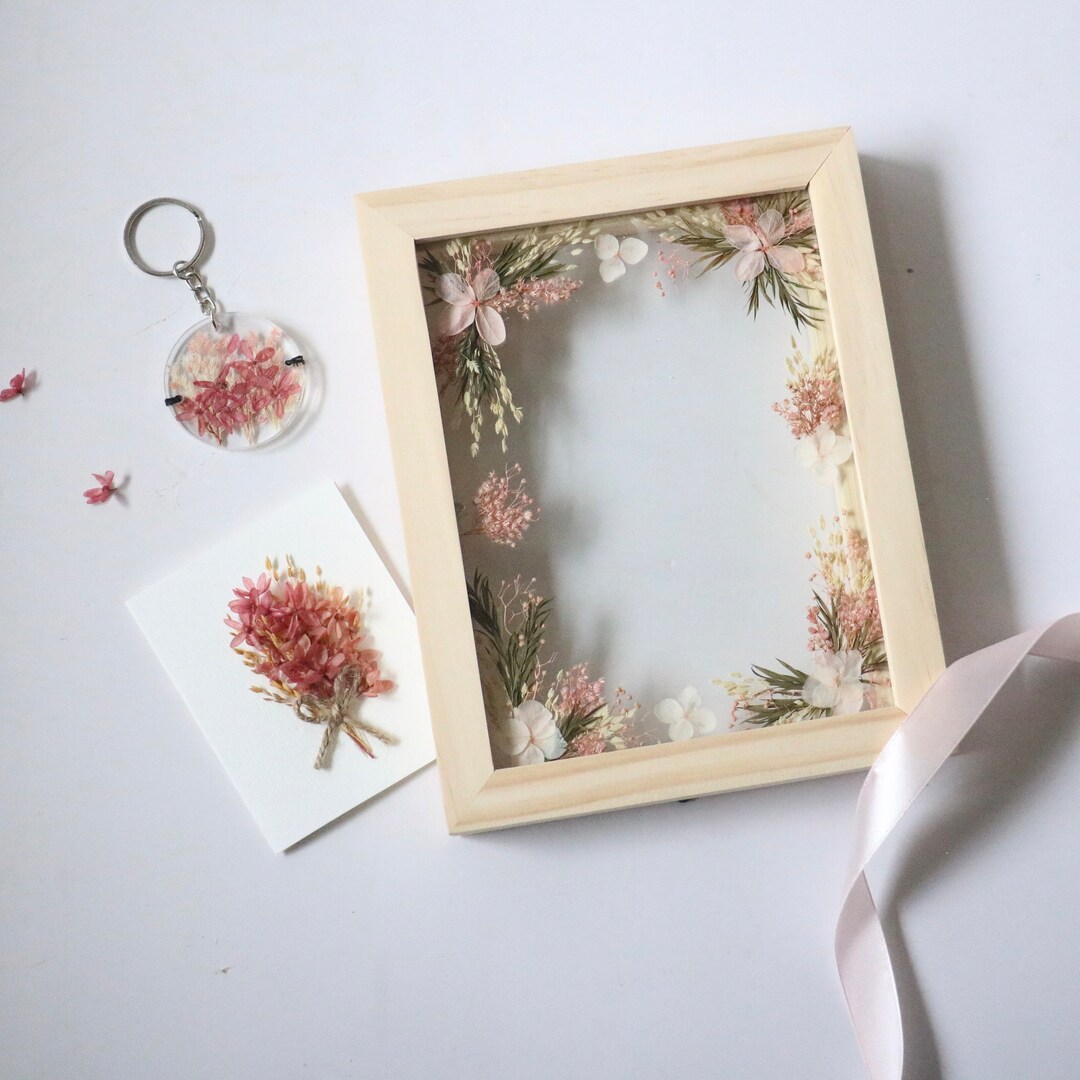 Custom Pressed Flower Photo Frame: Engraved Wood Floral Garden - Etsy
