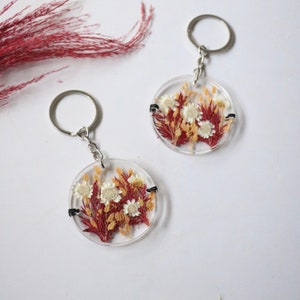 Keychain, Floral Keychain, Dried Flower Keychain, Gift for Her, Pressed ...