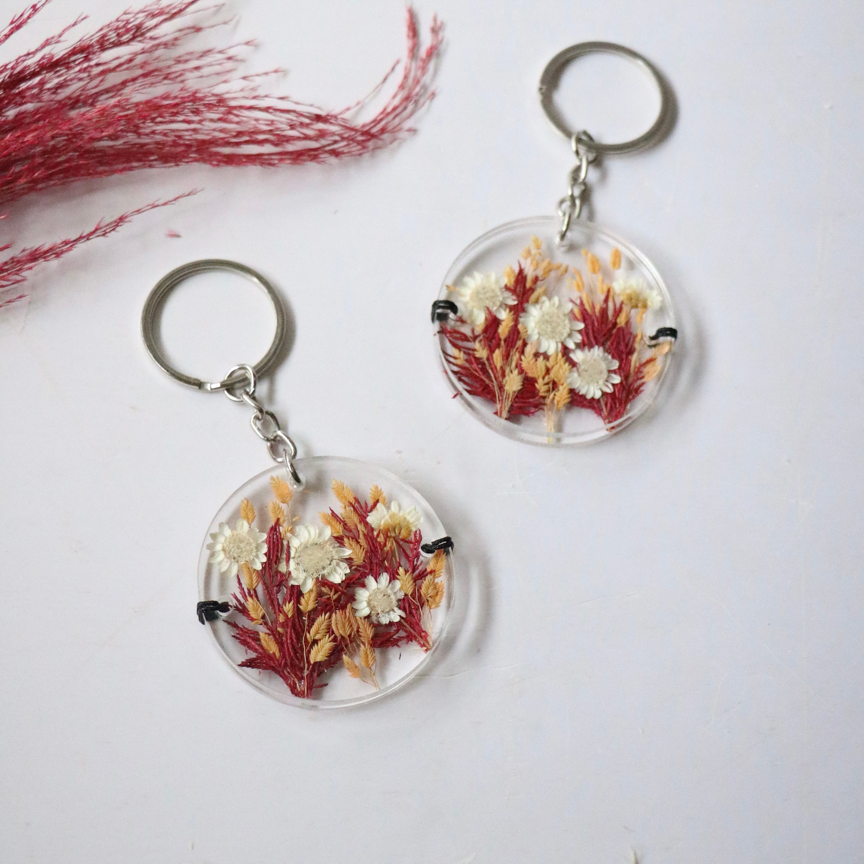 Keychain, Floral Keychain, Dried Flower Keychain, Gift for Her, Pressed ...