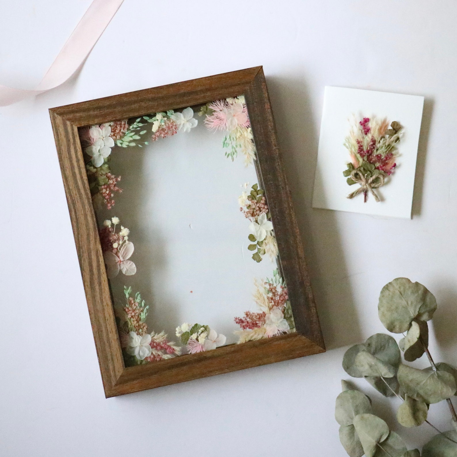 Custom Pressed Flower Wood Photo Frame – Personalized Gift (9x7 Walnut ...