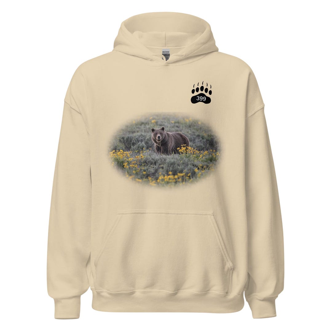 Sand Color Hoodie Grizzly 399 * Queen of the Tetons * Donation * Unisex ...