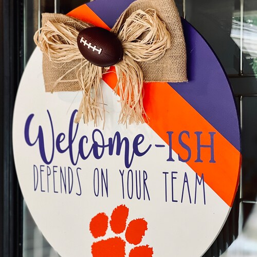 Football Season Door Hanger Tiger Paw Welcome Sign Custom - Etsy