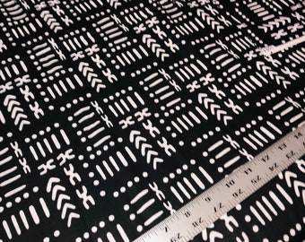 Mudcloth Print Fabric Black & White | Etsy