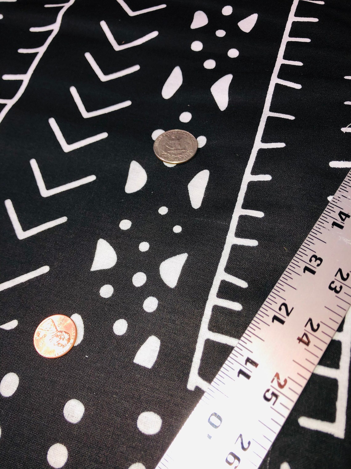Mudcloth Print Fabric Black & White | Etsy