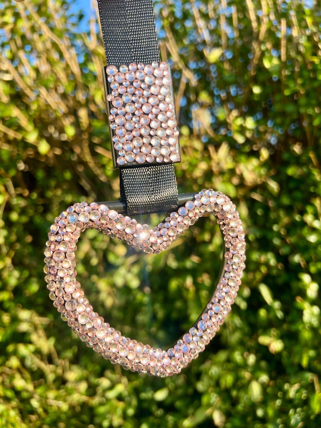 Blush Pink Rhinestone Heart Tsurikawa - Glam up Your Ride - JDM Car ...