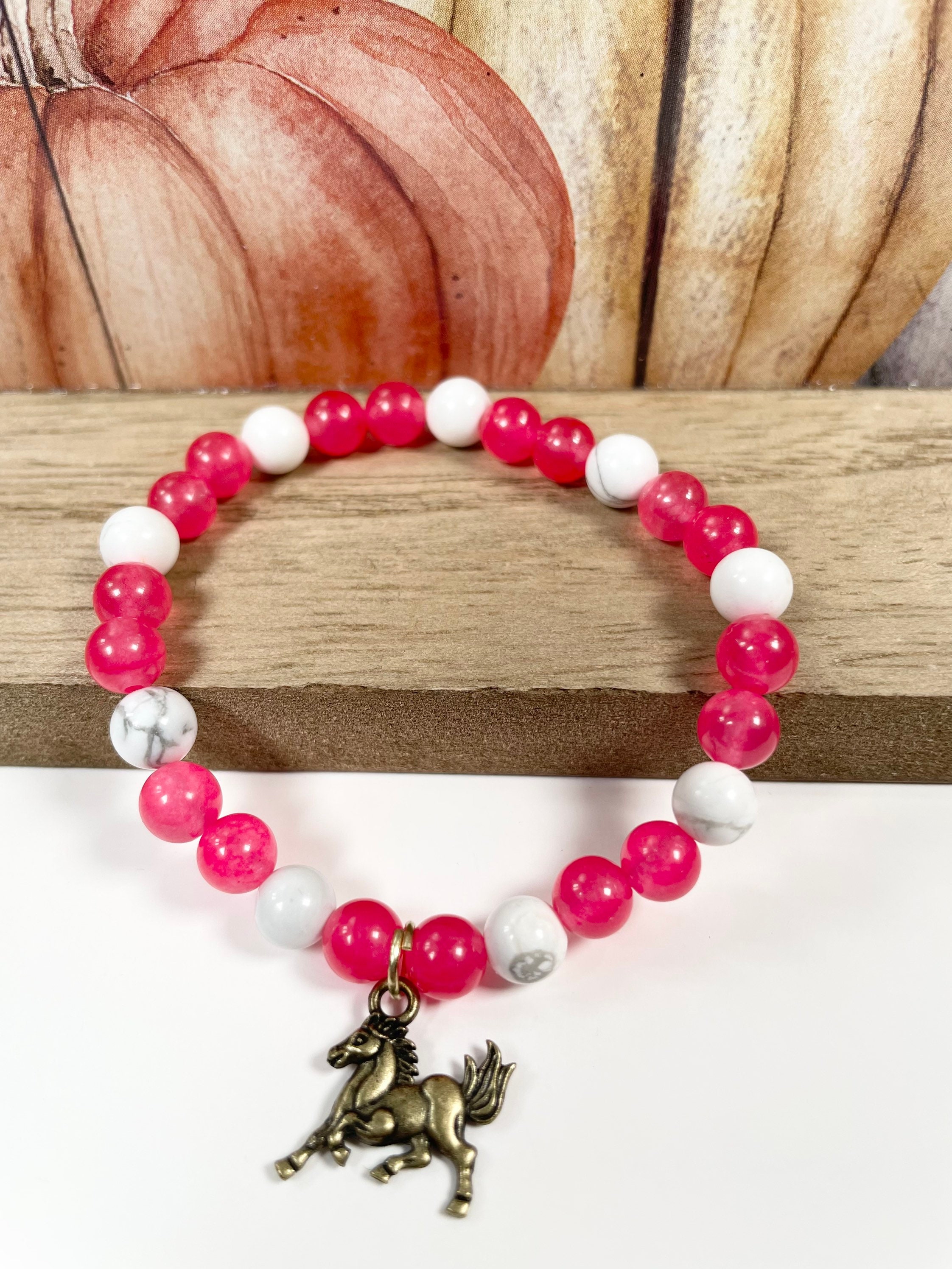 Bracelet cheval / Bracelet de charme de cheval / Bracelet Agate ...