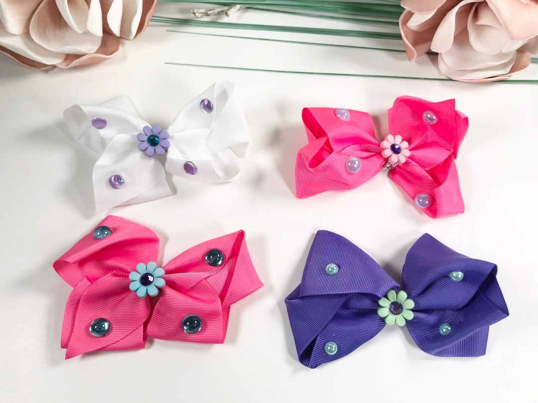 Pink Hair Bow / Flower Hair Bow / Hair Barrettes / Girl Hair Clips ...