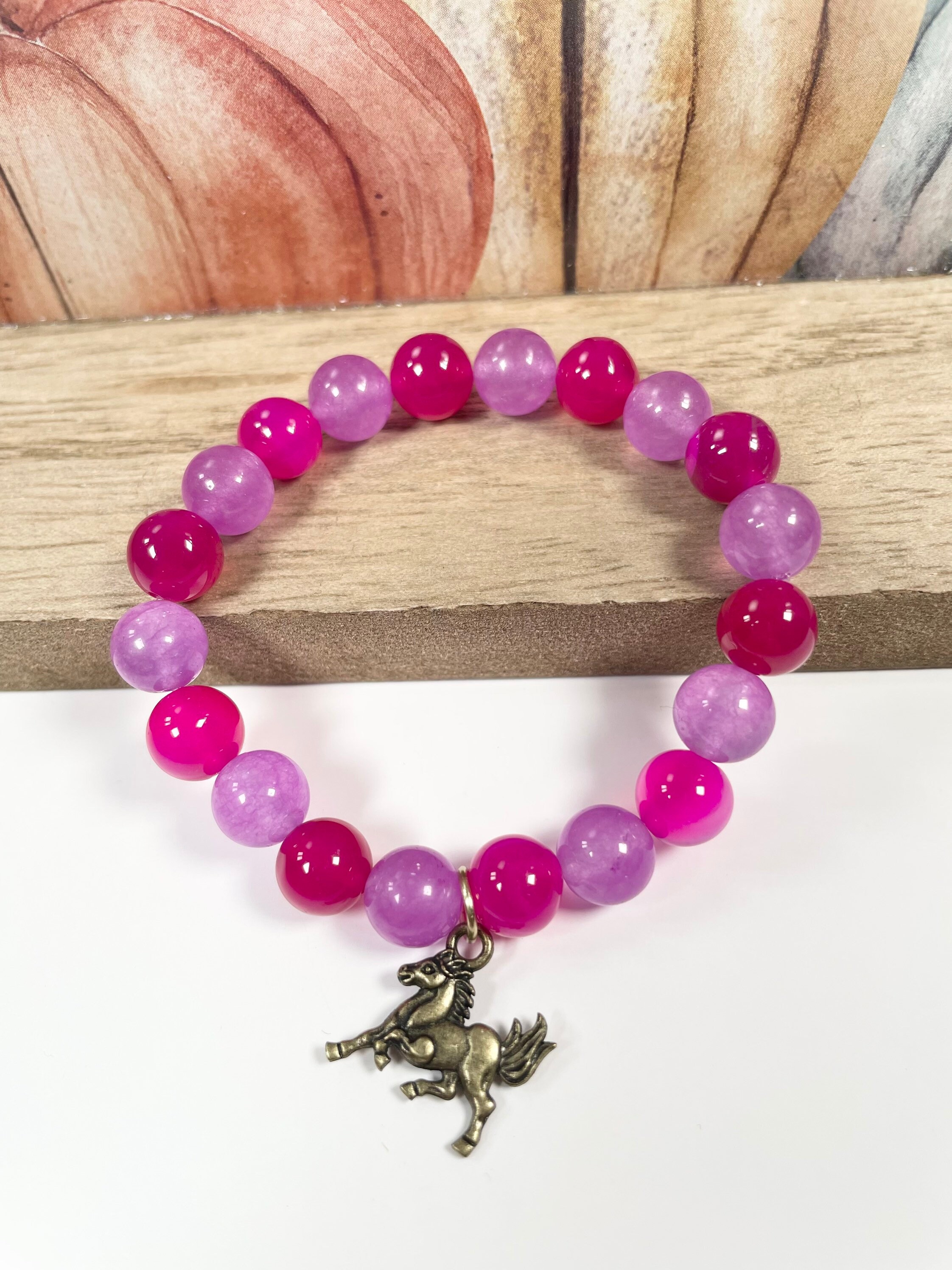 Bracelet cheval / Bracelet de charme de cheval / Bracelet Agate ...