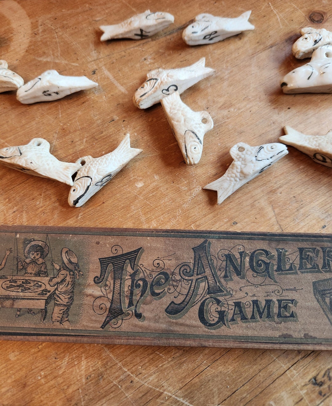 The Angler Game Vintage in Slide Box Primitive Antique - Etsy