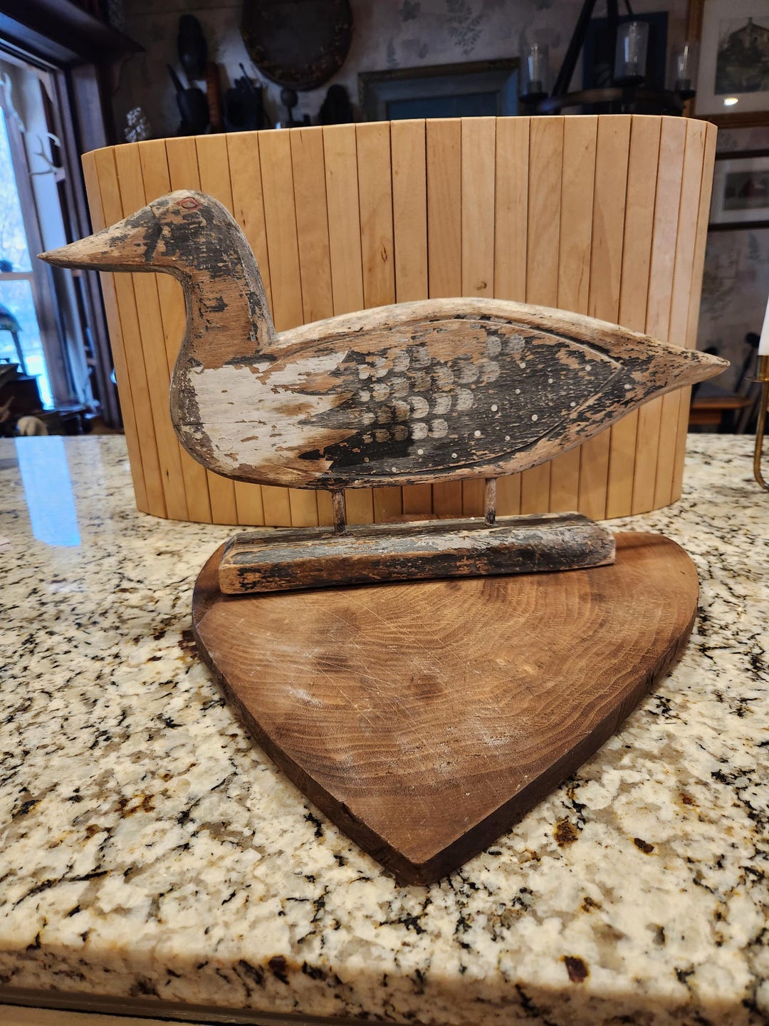 Vintage Wood Carved Flat Loon Primitive - Etsy