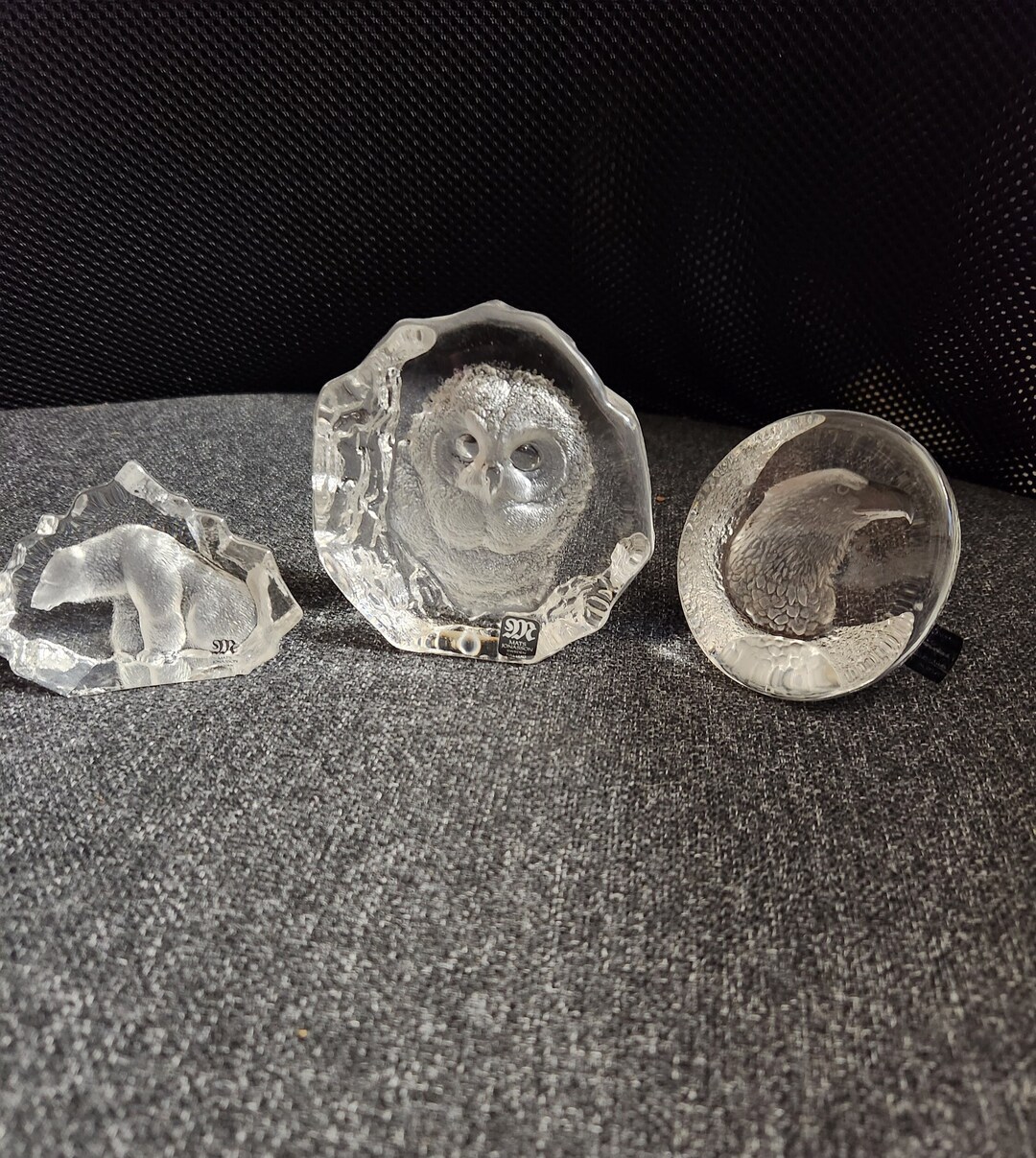 3 Medium Mat Jonasson Swedish Crystal Paperweights Signed - Etsy
