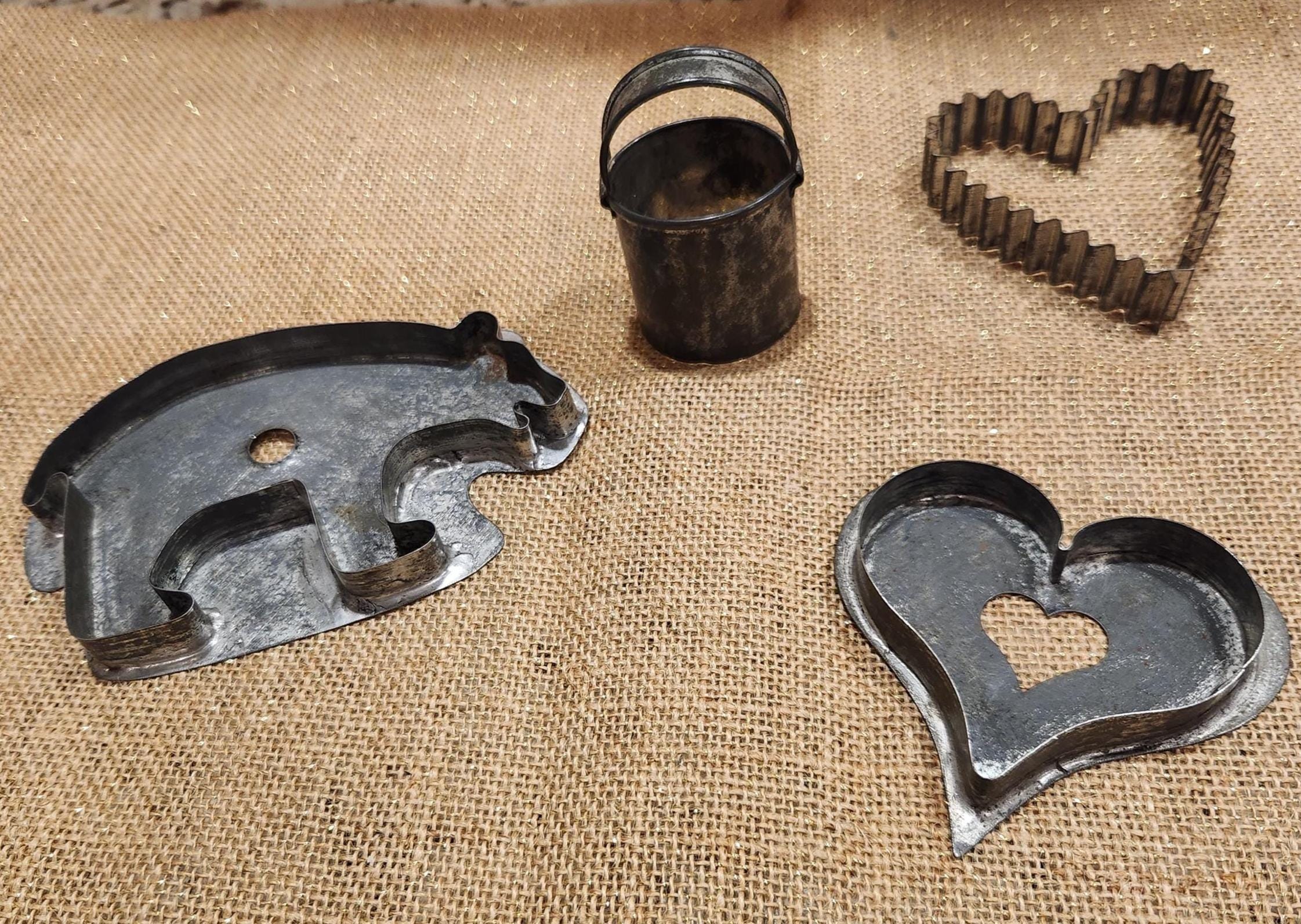 Antique Group of Cookie Cutters With Heart and Bear Primitive Antique ...