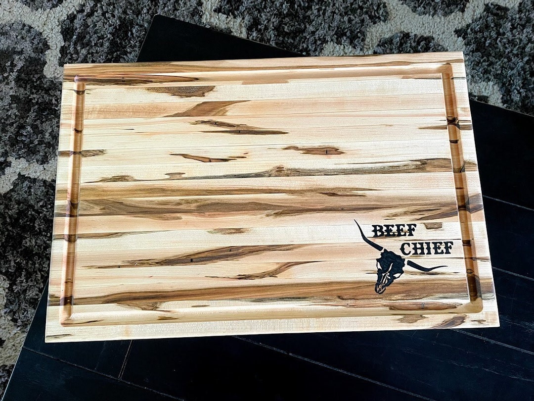 Solid Hardwood Cutting Board - Brisket Board - Serving Board - Beef ...
