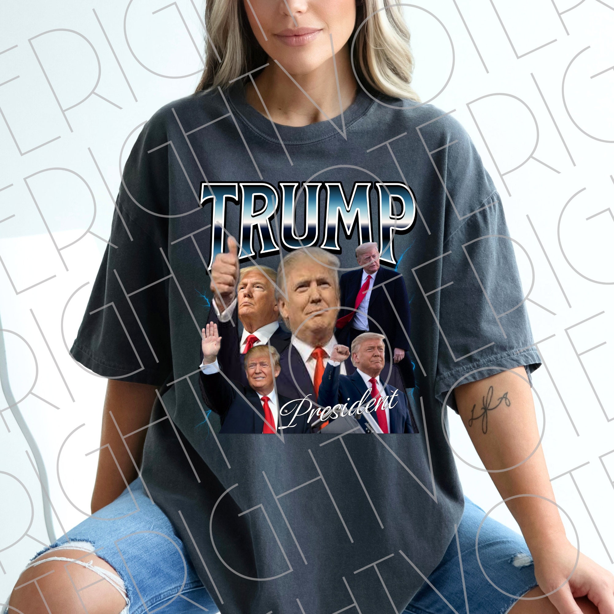 Trump Bootleg Shirt PNG, Retro 90s Trump Black Band T-shirt Png for ...