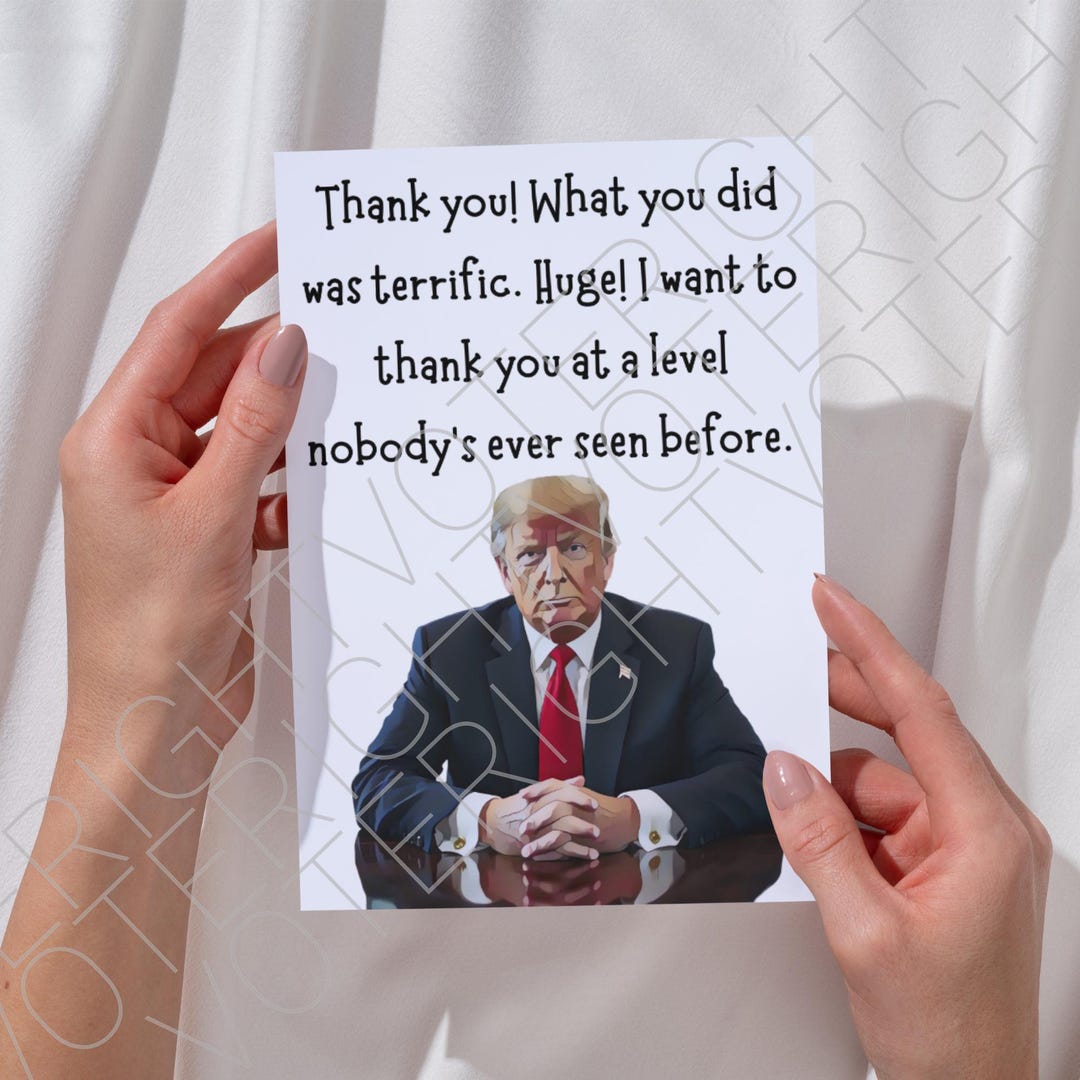 Thank You Card, Printable Trump Thank You Card, Funny Political Digital ...