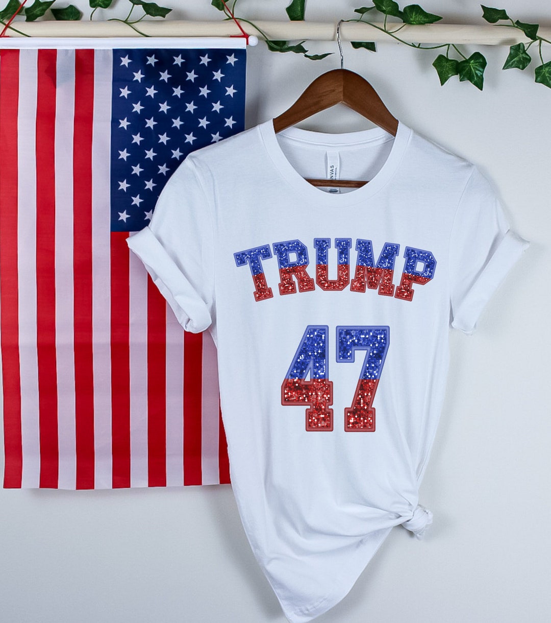 Trump 47 Varsity PNG, Faux Embroidered Glitter Sequin Trump 2024 ...