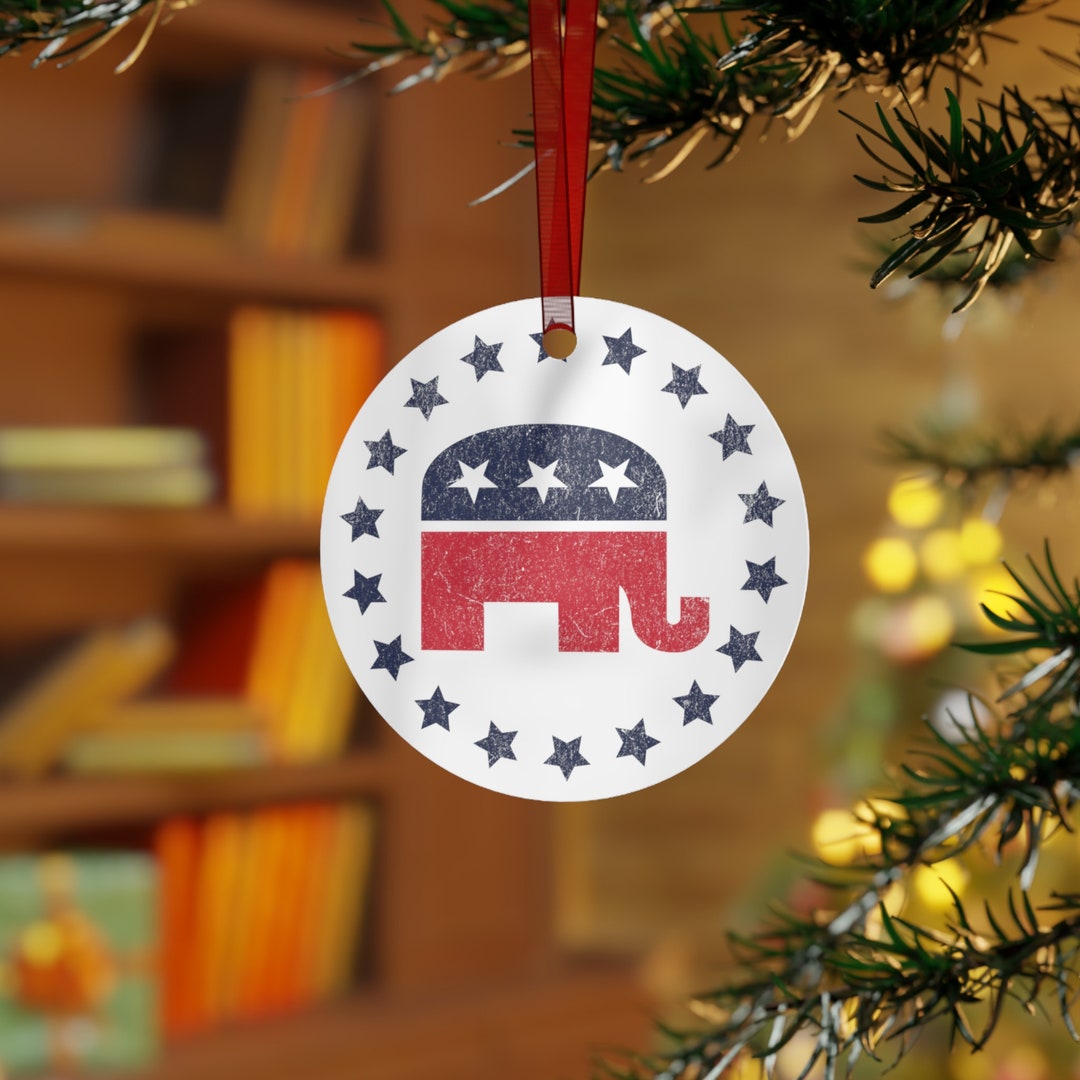 Raised Right Republican Elephant Ornament, Vintage Distressed Political ...