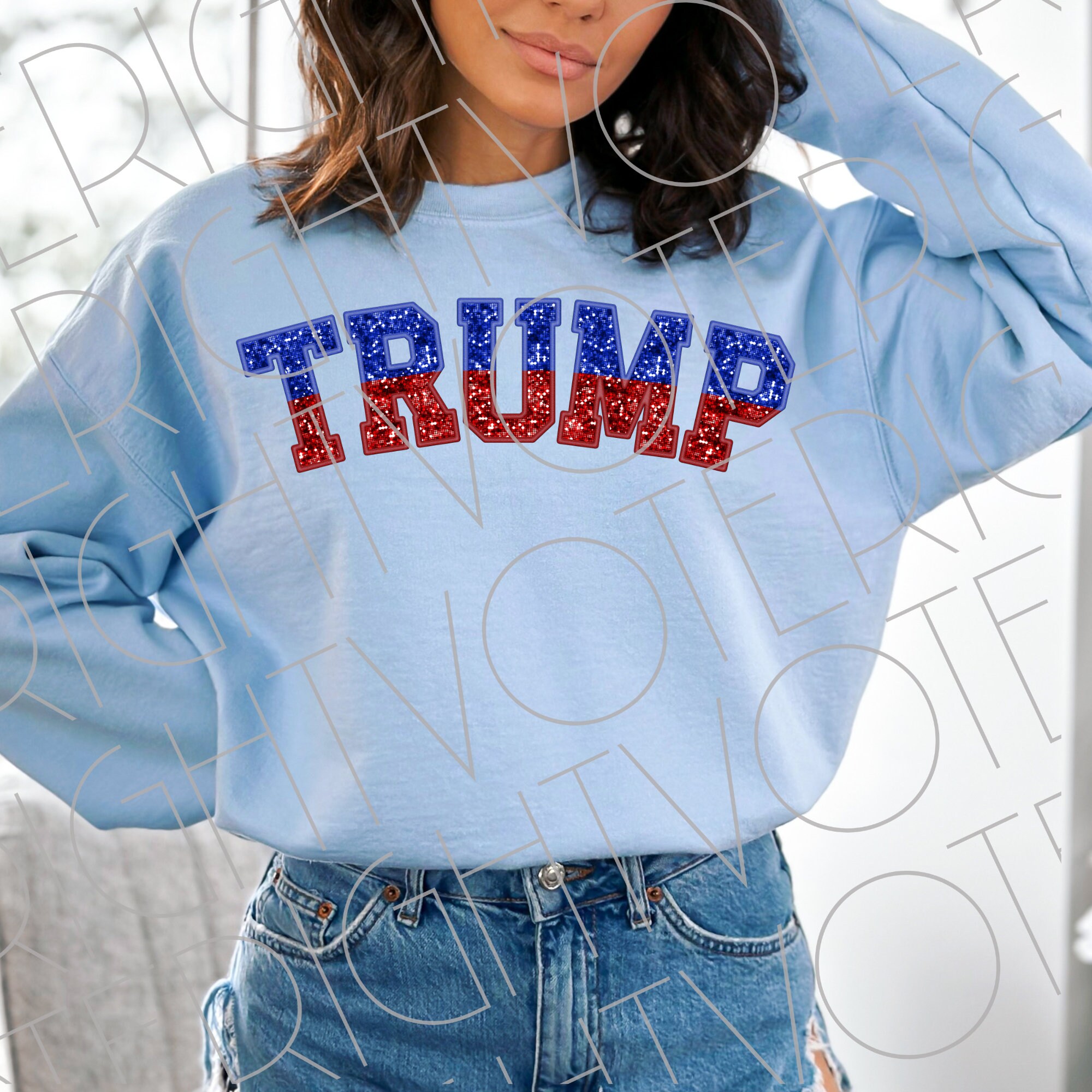 Trump Varsity Faux Glitter Applique PNG, Faux Embroidered Glitter ...