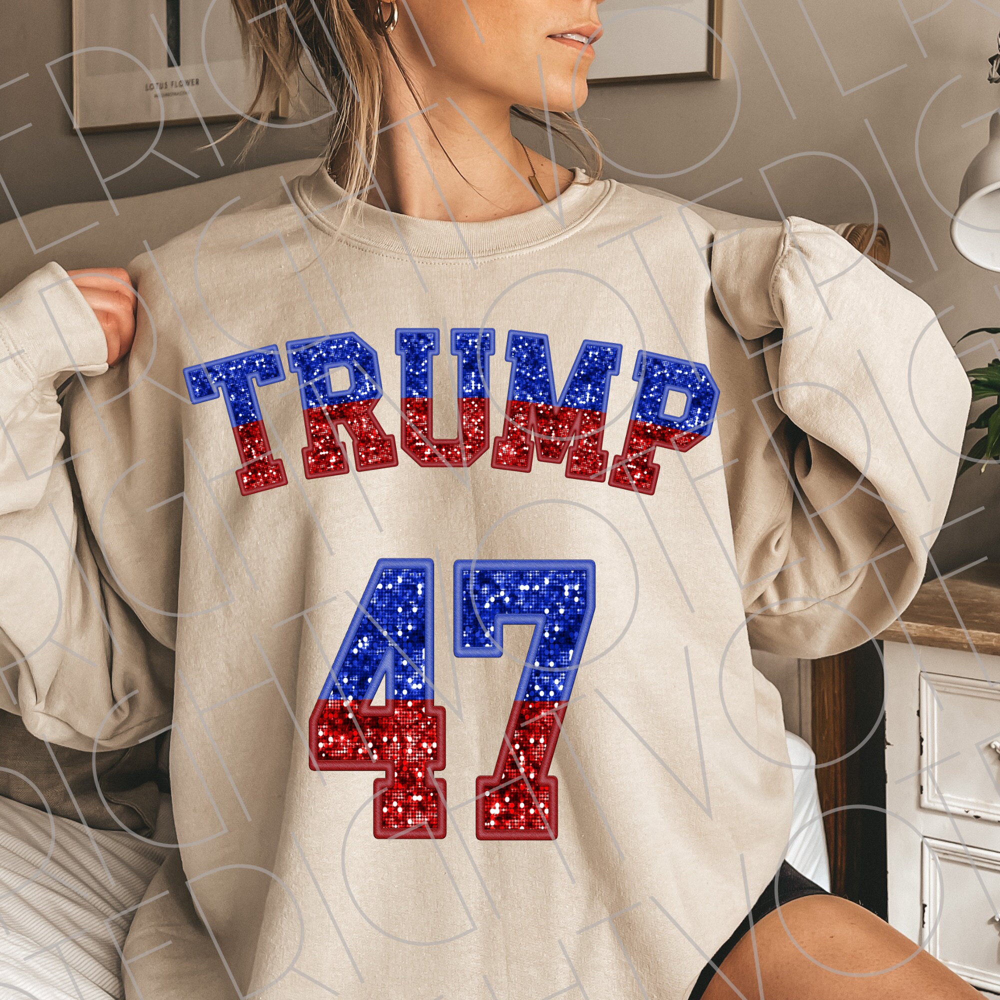 Trump 47 Varsity PNG, Faux Embroidered Glitter Sequin Trump 2024 ...