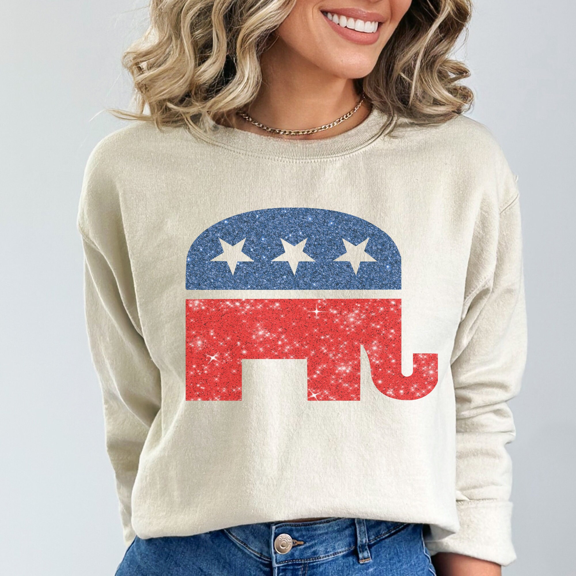 Retro Republican Sweatshirt, Sparkly Faux Glitter Raised Right ...