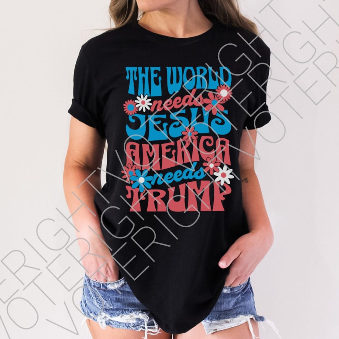 Retro Jesus Trump 2024 Tshirt, Groovy the World Needs Jesus America ...