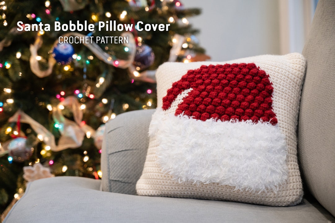 CROCHET PATTERN: Santa Bobble Pillow Cover / Crochet Santa Pattern ...