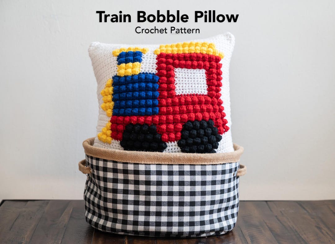 CROCHET PATTERN: Train Bobble Pillow Cover / Nursery Pillow Pattern ...