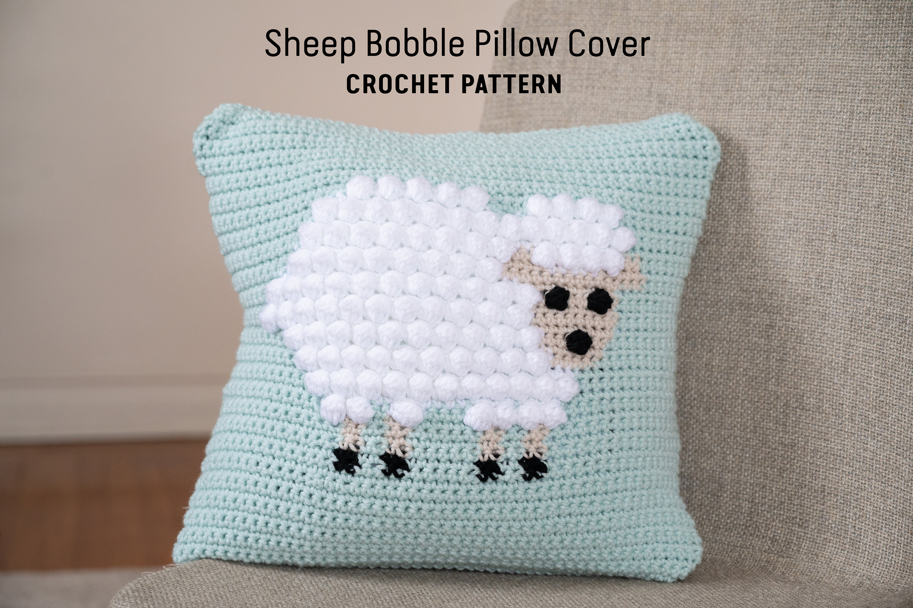 CROCHET PATTERN: Sheep Bobble Pillow Cover / Lamb Pillow / - Etsy