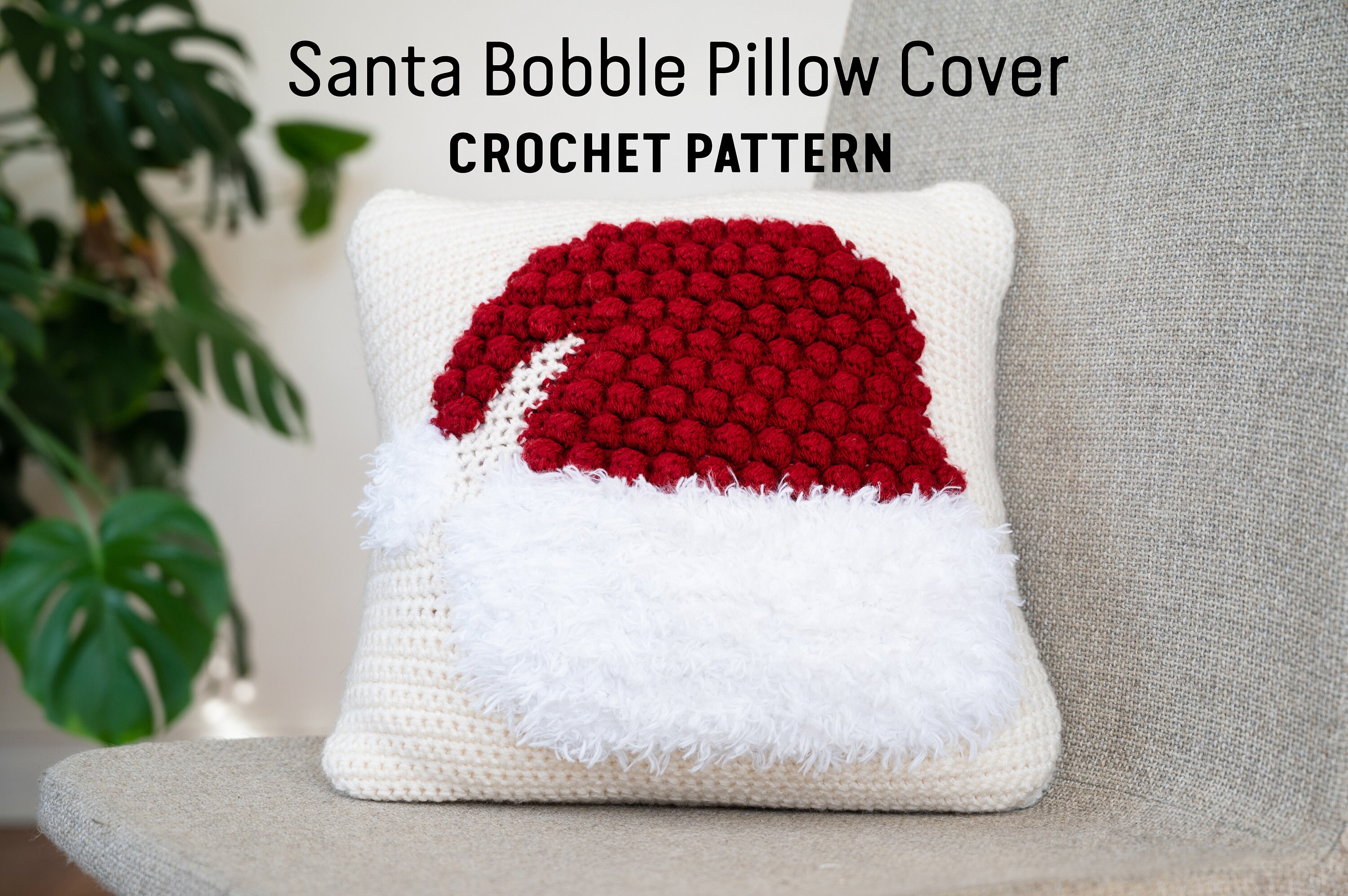 CROCHET PATTERN: Santa Bobble Pillow Cover / Crochet Santa Pattern ...