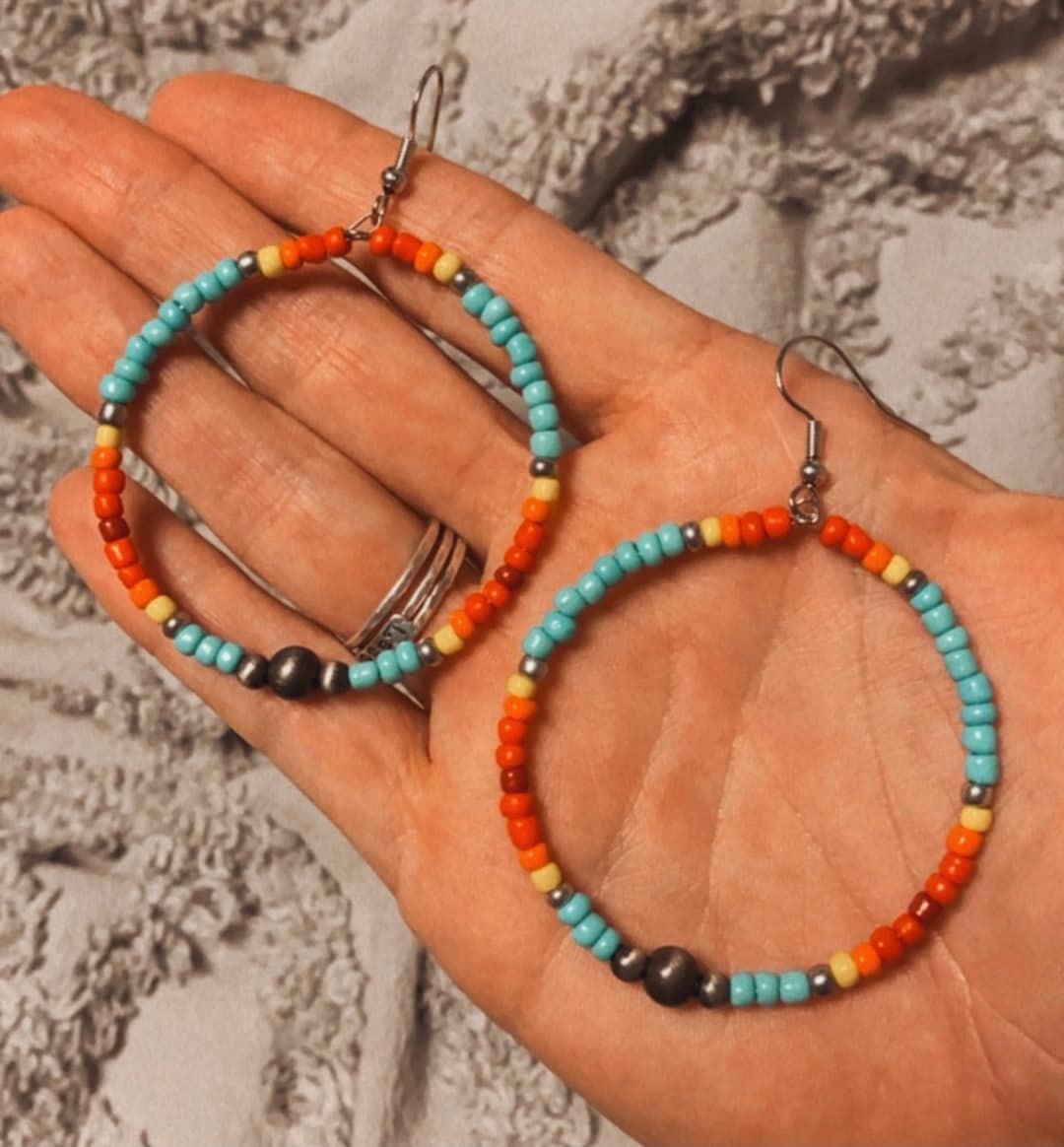 Seed Bead Hoop Dangle Earrings - Etsy