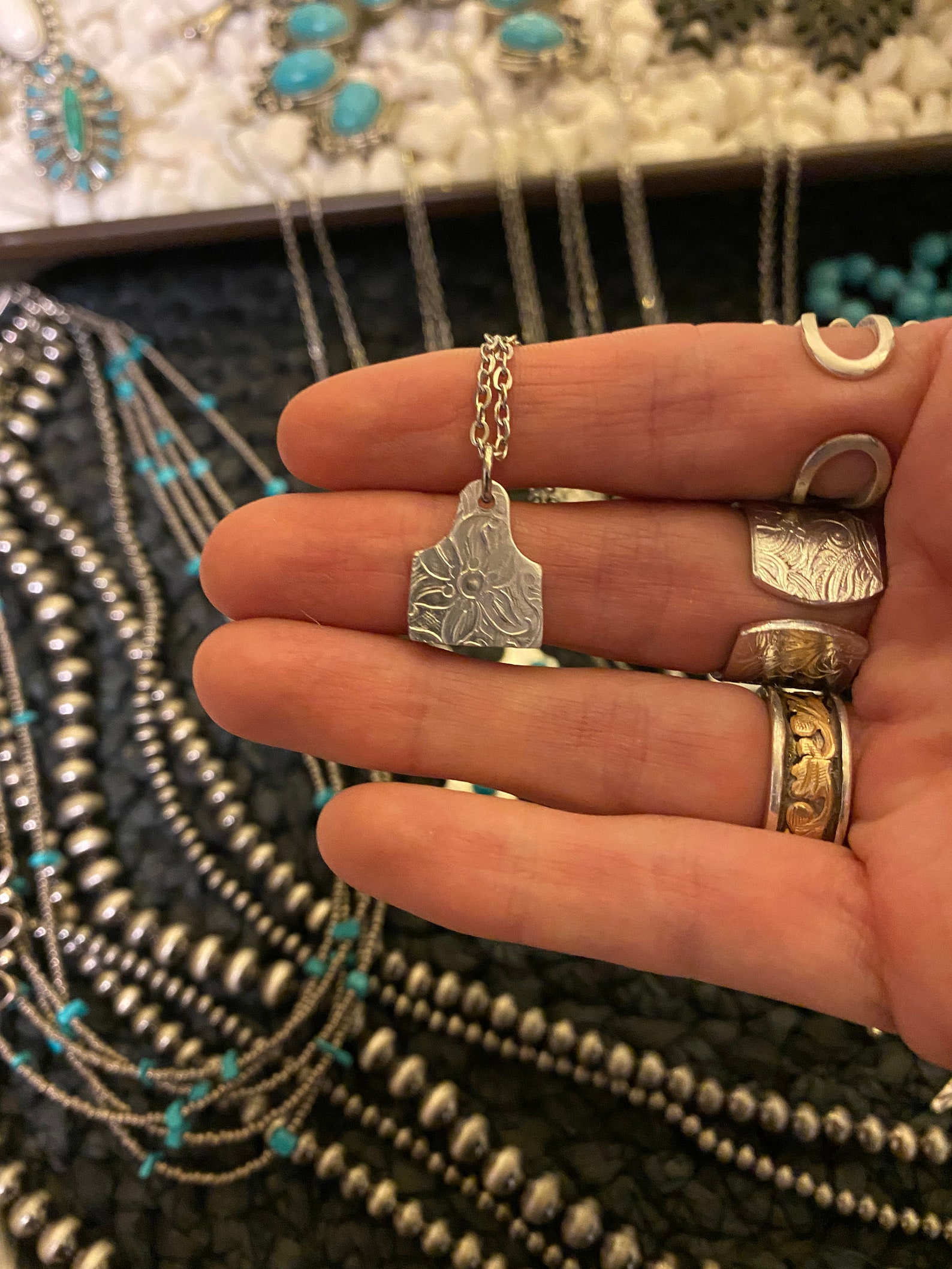 Mini Floral Tooled Cattle Tag - Etsy