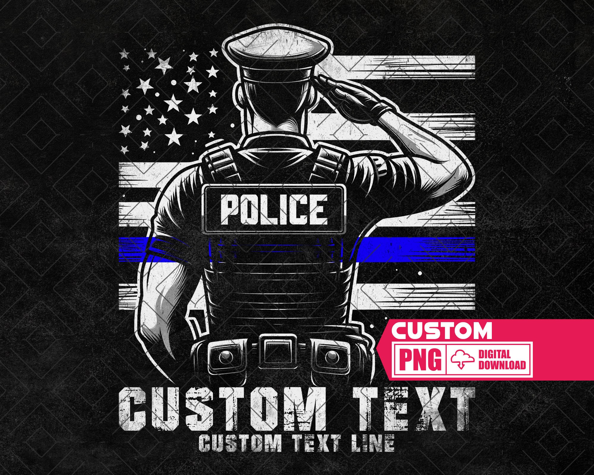 Custom Police Design PNG, Thin Blue Line USA Flag Png, Policeman Salute ...