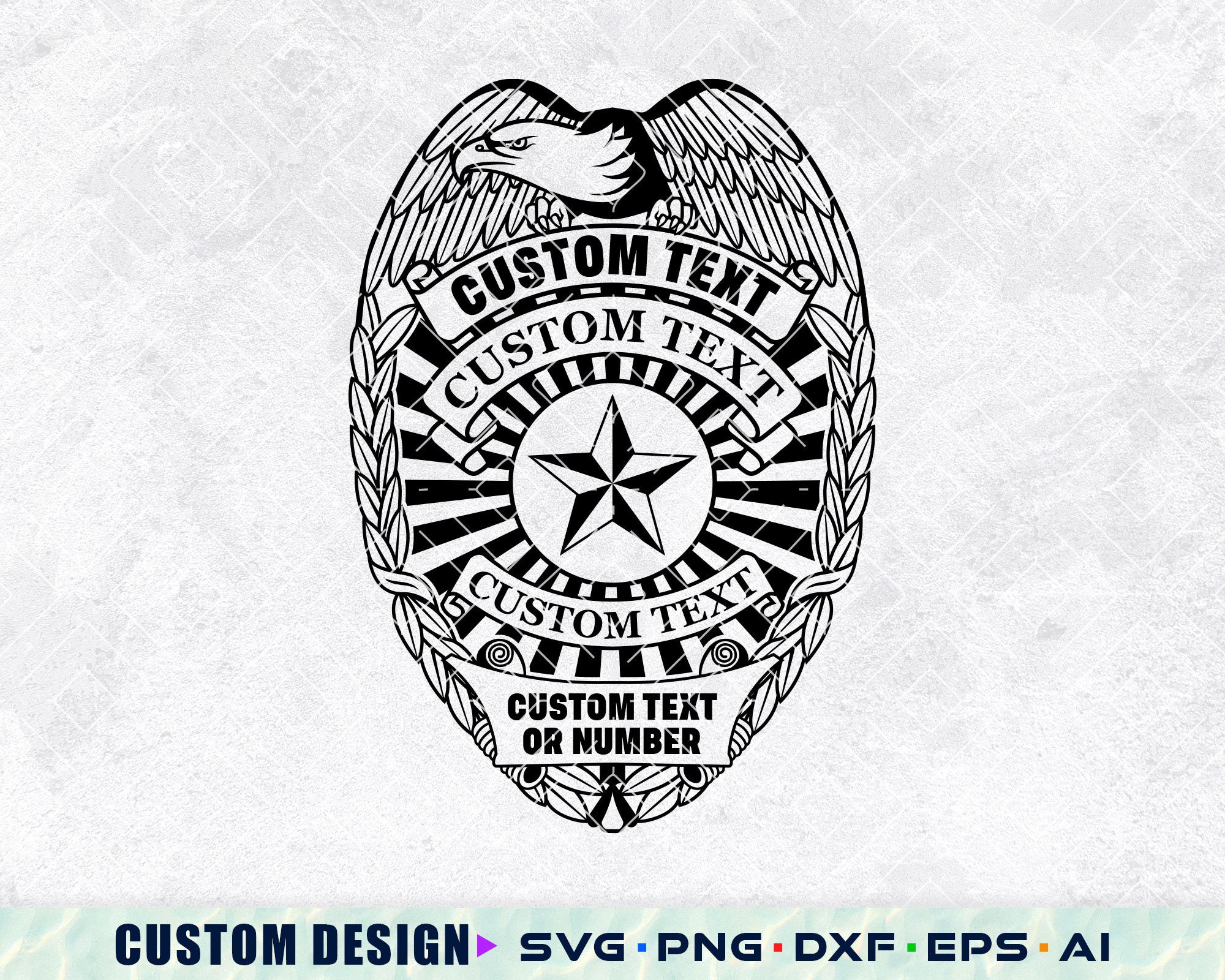 Custom Police Badge SVG PNG File, Personalized Police Force Decor File ...