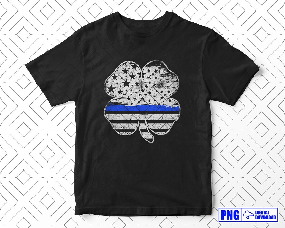 Shamrock Leaf Thin Blue Line USA Flag Police Png for St Patricks Day ...