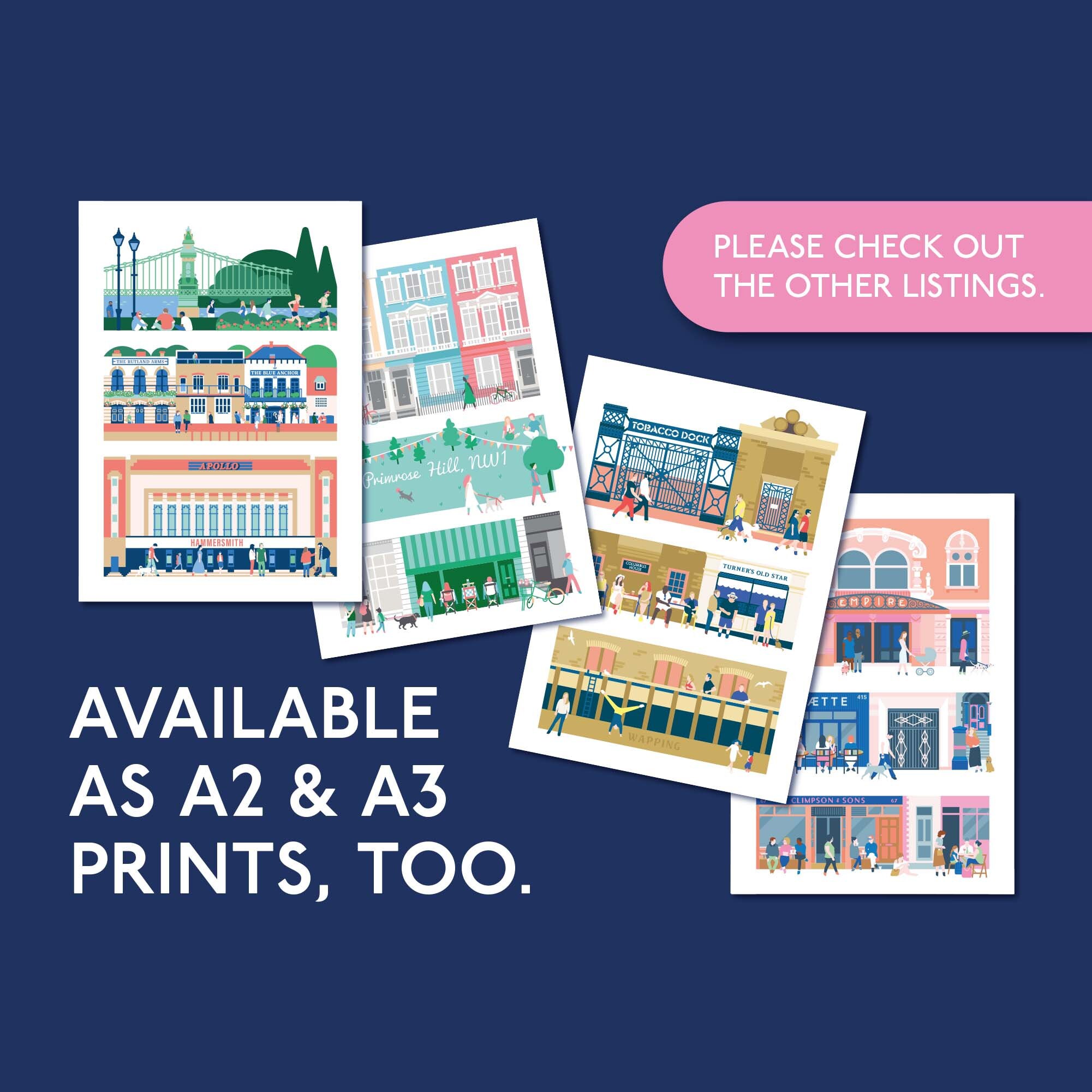 20 London Postcards in A6 WITH Matching Envelopes, Crouch End, Notting ...