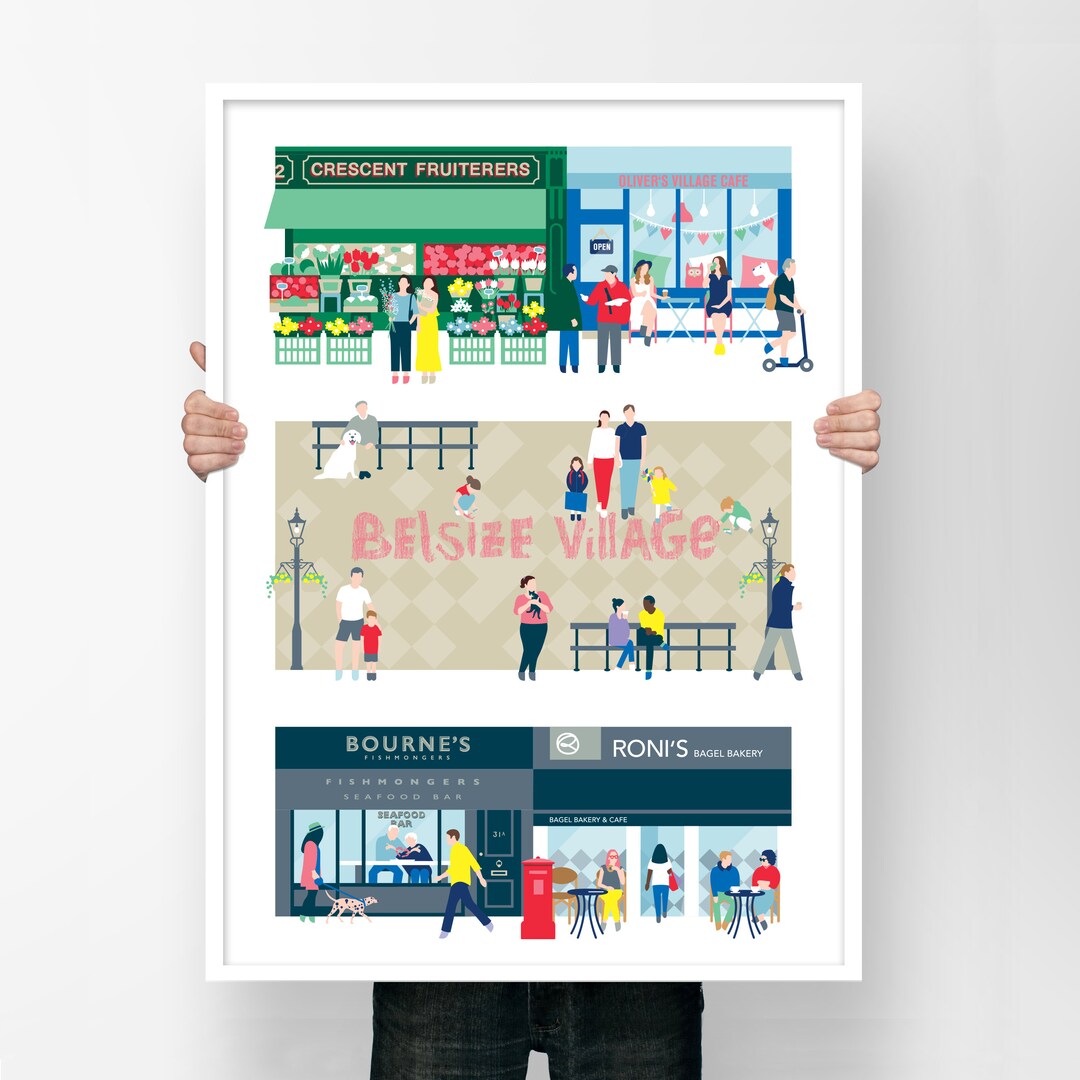 Belsize Village Print in A2 Showing the Heart of This London NW3 Area ...