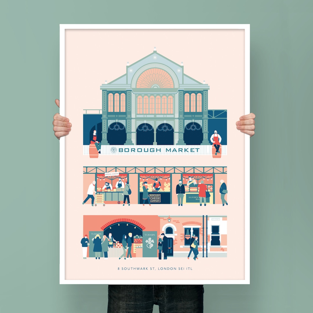 Borough Market Print With Postcode Line a Great London Best Friend Gift ...